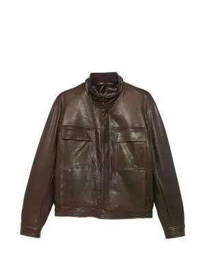 SALVATORE SANTORO Panelled Leather Jacket - Brown