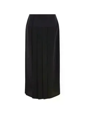 Yohji Yamamoto Pleated Silk Midi Skirt