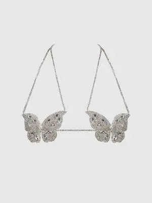 Frederick's Of Hollywood Ziggy Rhinestone & Pearl Butterfly Bralette