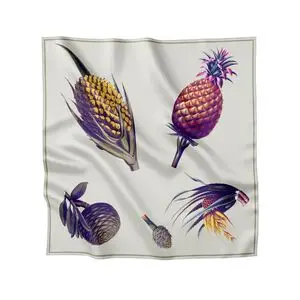 ARTIFACT. Neutrals/ Pomona Grove Large Luxury Square Silk Scarf - Brown