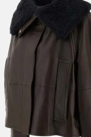 Sportmax Giubbotto In Pelle E Montone Con Imbottitura - Marrone
