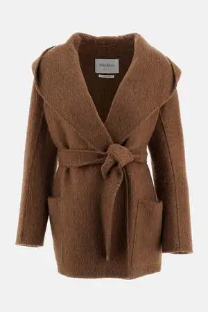Max Mara Cappotto Corto Con Cappuccio - Marrone