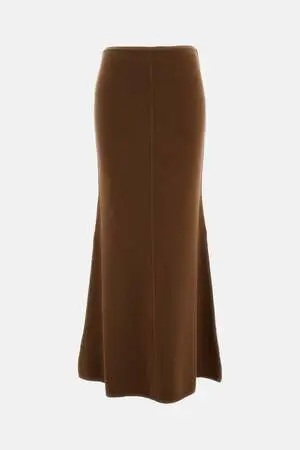 Max Mara Gonna Lunga In Lana E Cachemire - Marrone