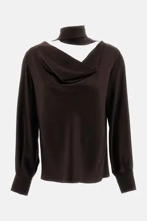 Max Mara Blusa In Raso Di Seta - Marrone