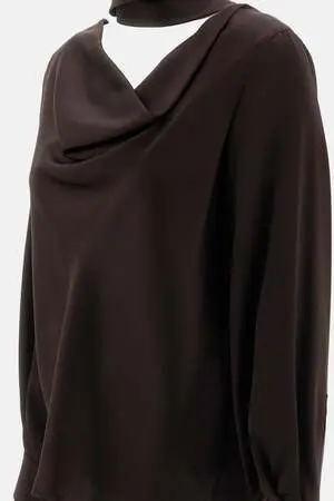 Max Mara Blusa In Raso Di Seta - Marrone