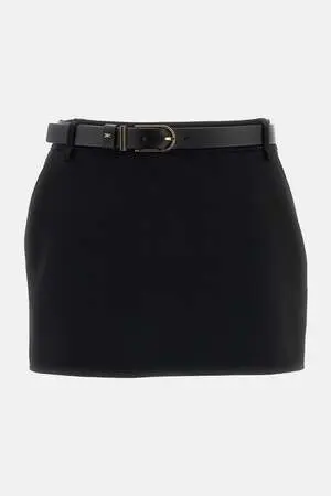 Elisabetta Franchi Mini Gonna A Tubino In Tessuto Tecnico - Nero