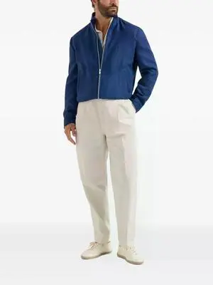 Brunello Cucinelli Silk, Linen And Wool Hopsack Pilot Jacket