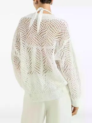 Brunello Cucinelli Dazzling Abstract Leaf Sweater In Linen