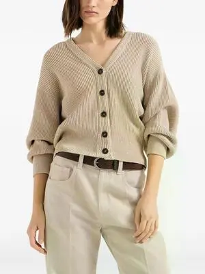 Brunello Cucinelli Cotton Diamond Yarn English-rib Cardigan