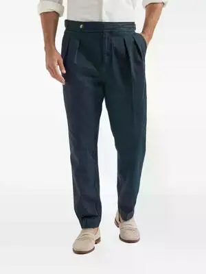 Brunello Cucinelli Cotton Chevron Trousers With Reversed Double Pleats And Waist Tabs