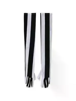 Dolce & Gabbana Striped Elbow-length Gloves - Black
