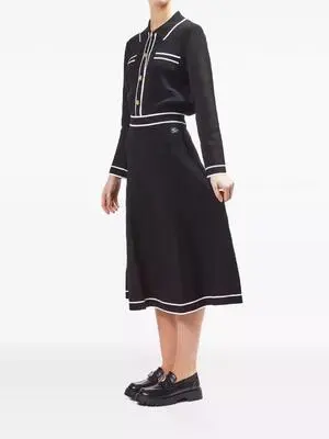 Karl Lagerfeld Embroidered-logo Knit Midi Kirt - Black
