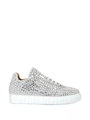 Philipp Plein Leather Lo-top Sneakers Full Stones King Power - Silver