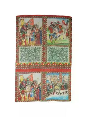 Dolce & Gabbana Multicolor Silk Printed Shawl Stole Scarf - Red