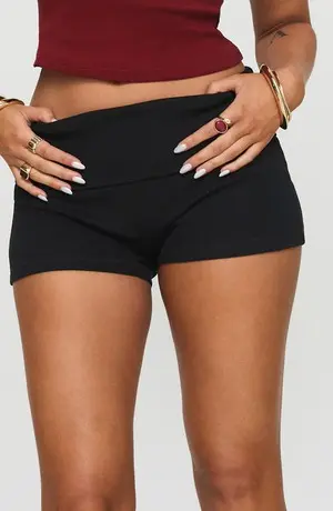 Princess Polly Baseline Foldover Rib Stretch Cotton Shorts