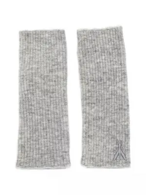 Patrizia Pepe Ribbed-knit Fly-embroidered Gloves - Grey