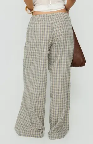 Princess Polly Lunea Plaid Low Rise Wide Leg Pants