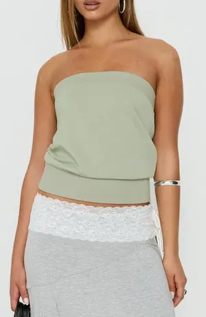 Princess Polly Judsen Relaxed Strapless Top - Sage