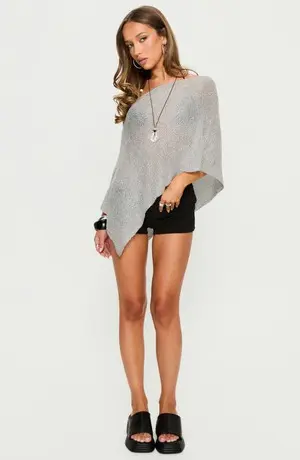 Princess Polly Deonie Sequin One Shoulder Poncho Top