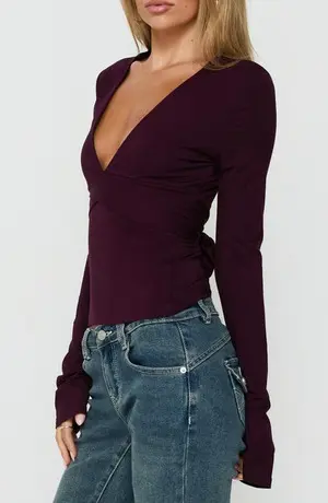 Princess Polly Madelon Long Sleeve Wrap Top