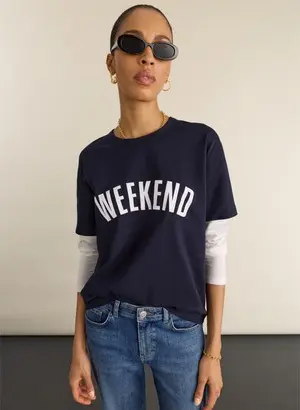 Baukjen Shay Layered-look Slogan T-shirt - Navy