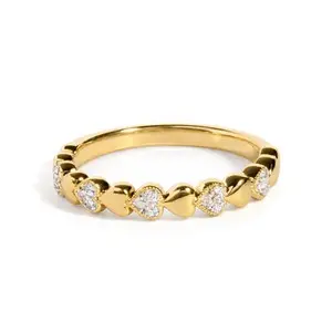 HAUS OF BRILLIANCE Yellow Gold Vermeil Diamond Accent Mini Heart Band Ring - Silver