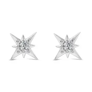 HAUS OF BRILLIANCE Sterling Lab Created White Sapphire Starburst Stud Earrings - Silver