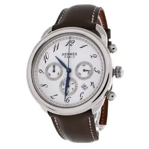 Hermès Arceau Chronograph Automatic Watch Stainless Steel And Leather 43