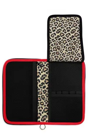 KUSSHI Beauty Organizer Neoprene Makeup Case - Black/leopard