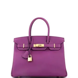 Hermès Birkin Handbag Purple Epsom With Gold Hardware 30 - Red
