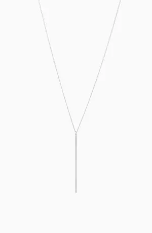 BEARFRUIT JEWELRY Naya Long Vertical Bar Necklace Dainty Minimalist Layering Jewelry - Silver