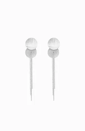 BEARFRUIT JEWELRY Kira Overlapping Chain Drop Earrings Modern Dainty Statement - Silver