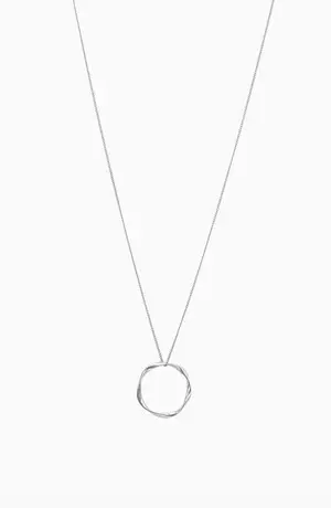 BEARFRUIT JEWELRY Marianne Long Circle Pendant Necklace Minimalist Layering Jewelry - Silver