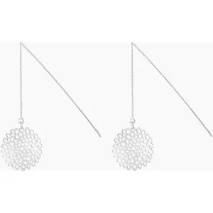 BEARFRUIT JEWELRY Lauren Tree Leaf Threader Earrings Dainty Nature Inspired - Silver