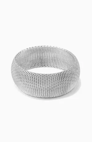 BEARFRUIT JEWELRY Allison Bold Statement Bangle Bracelet Trendy Modern Jewelry - Silver