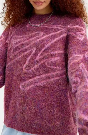 IETS FRANS Intarsia Fluffy Knit Sweater