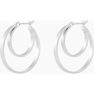 BEARFRUIT JEWELRY April Double Hoop Earrings Modern Layered Statement Jewelry Silver