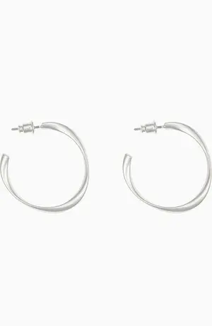 BEARFRUIT JEWELRY Leslie Large Twisted Hoop Earrings Modern Statement Jewelry - Silver