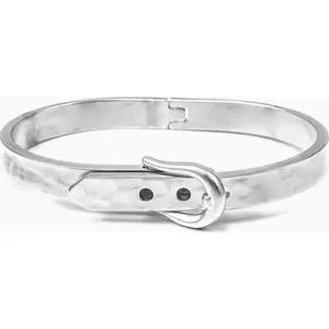 BEARFRUIT JEWELRY Laura Belt Buckle Bangle Bracelet Adjustable Trendy Statement - Silver