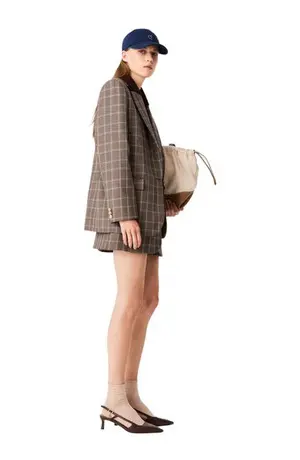 Maje Check Jacket With Removable Collar
