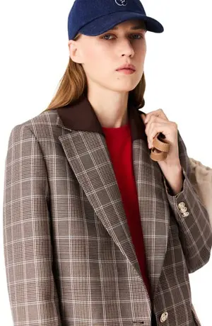 Maje Check Jacket With Removable Collar