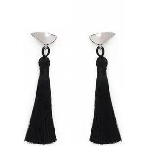 Lady Grey Tassel Lobe Earrings - Silver