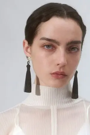 Lady Grey Tassel Lobe Earrings - Silver