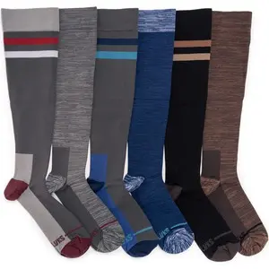 MUK LUKS 6 Pair Pack Compression Knee High Nylon Socks - Grey Multi