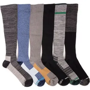 MUK LUKS 6 Pair Pack Compression Knee High Cotton Socks - Multi