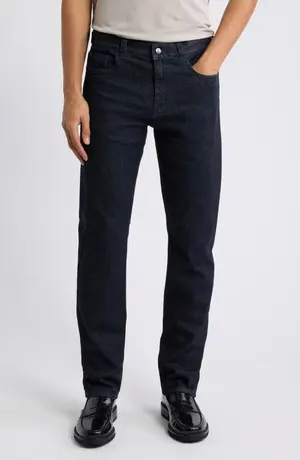 Canali Cotton & Cashmere Blend Straight Leg Jeans - Navy