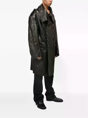 GREG ROSS Double-breasted Oversized Leather Coat