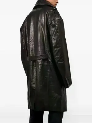 GREG ROSS Double-breasted Oversized Leather Coat