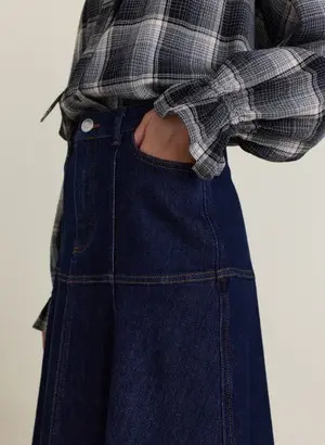Baukjen Viola A-line Denim Midi Skirt
