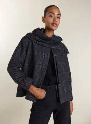 Baukjen Tess Check Detachable Scarf Coat - Grey Check
